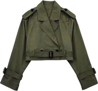 Generic Veste Femme Chic Et Elegant Manteau court &eacute;l&eacute;gant pour femme avec manches longues et ceinture int&eacute;gr&eacute;e parfait pour un usage quotidien d&eacute;contract&eacute; (Gr