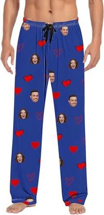 Generic Pantalon de pyjama pour couple - Pour la Saint-Valentin - Imprim&eacute; en 3D - D&eacute;contract&eacute; - Ample - 536 - Pour homme, noir fonc&eacute;, XXL