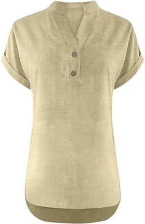 Generic Tee Shirt Femme Coton Occasionnelles Chic T-Shirt Hauts Manches Courte Ete L&acirc;che Basic Tshirt Sport Imprim&eacute; Col V Tops Blouse Manche Courtes D&eacute;contrac