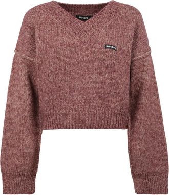 Rotate V-Ausschnitt Pullover aus Merinowolle - - Knitwear - Damen - Rot - XS