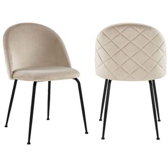 Vente-Unique Vente-unique - Lot de 2 chaises en velours et acier inoxydable noir - Beige - melbourne