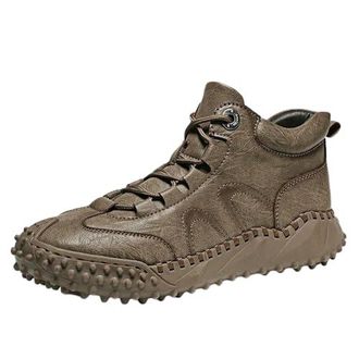 Generic YUJIEBB Bottines pour homme - Chaussures d&eacute;contract&eacute;es - Pour les loisirs, la marche, les activit&eacute;s en plein air - Fabriqu&eacute;es &agrave; la main, Marron avec f