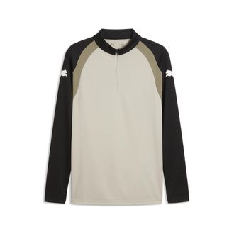 Puma Haut slim &agrave; manches longues et col zipp&eacute; individualFINAL Homme, Accessoires, Beige, 3XL