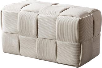 Generic Samtpolsterer Fußhocker, Handgefertigter Gewebter Würfel Pouf Ottoman, Moderner Gepolsterter Quadratfußstrieb Für Wohnzimmer Schlafzimmer Eingang(Size