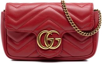 Gucci Hobo Bags - Mini GG Marmont Matelasse Leather Flap Crossbody - Gr. unisize - in Rot - für Damen