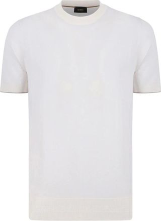 HUGO BOSS Homme, Pulls, Blanc, Taille: L T-shirt en maille &agrave; manches courtes Open