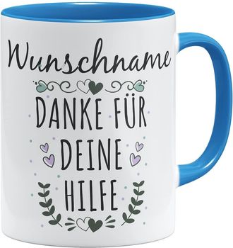 OM3 Wunschname + Danke für Deine Hilfe Tasse Dankeschön Geschenkidee personalisiertes Geschenk Name personalisierbar | Keramik Becher | 11oz 325ml | Beids