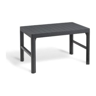 Allibert Allibert - by keter - Salon de jardin SanRemo Lyon 6 places - table basse 2 positions - imitation rotin tresse - gris graphite