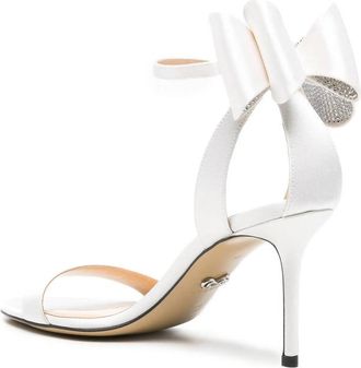 Mach & Mach Crystal-Embellished Bow Sandal - White