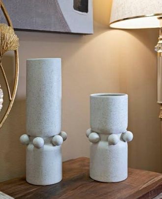 Dmora Oggettistica Borgetto, Complemento darredo, Articolo decorativo, Accessorio darredo, Crema, 16x16 h41 cm