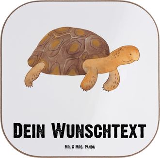 Mr. & Mrs. Panda Personalisierter Untersetzer Schildkröte Marschieren - Personalisierte Geschenke, Inspiration, Lieblingsmensch, Schildkröten, Abenteuer, Bierdeckel, P
