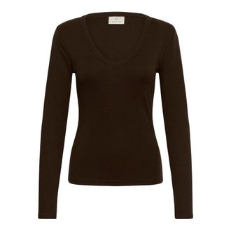 Kaffe Sarla V-Ausschnitt Pullover - - Knitwear - Damen - Braun - XS