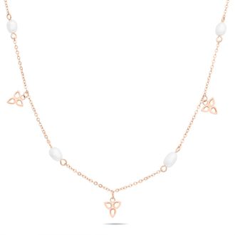 Tamaris Pearl Flower Necklace - roségold - Halskette mit Zirkoniasteinen und Blütenanhängern aus Edelstahl