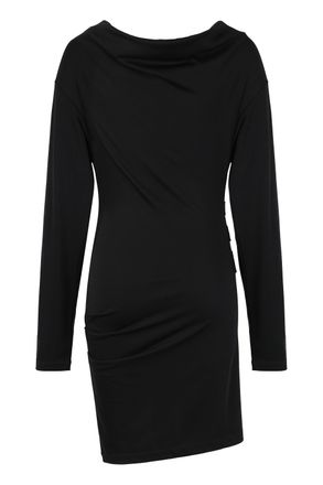 Max Mara Womens Mini Draped Dress Black Wool