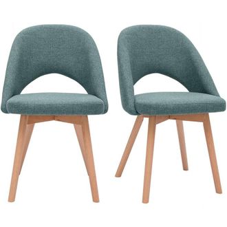 Miliboo Chaises scandinaves en tissu vert de gris et bois clair (lot de 2) COSETTE