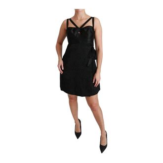 Dolce & Gabbana Wickelkleid mit texturiertem Satin-Oberteil - - Dresses - Damen - Schwarzk - XL