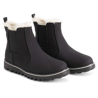 Polar Damen Chelsea Stiefeletten - Nubuk-Optik, Memory Foam, Wasserdicht, Gummisohle, Kunstfellfutter, Gen&auml;hte & Umgeschlagene Sohle