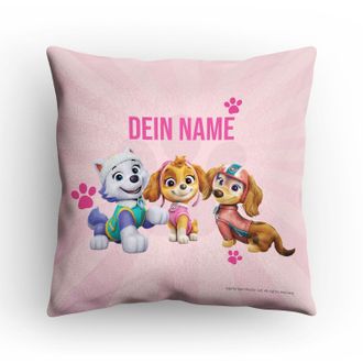 Picanova Paw Patrol Kinderkissen personalisiert - kuscheliges Dekokissen mit Namen f&uuml;r M&auml;dchenzimmer und Sofa - hochwertige Verarbeitung - M&auml;dchen 40x40 cm
