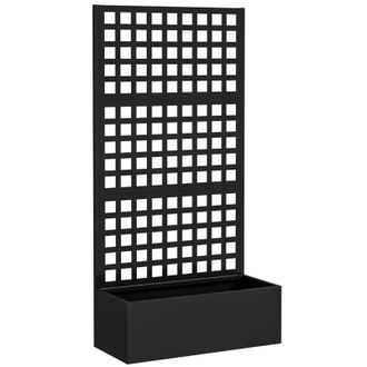 OUTSUNNY Jardini&egrave;re avec treillis brise-vue - Outsunny -en acier galvanis&eacute;e - pour plantes grimpantes - 89x40x178cm - noir