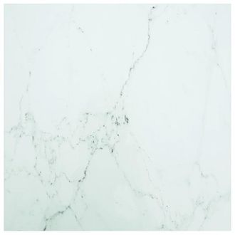 vidaXL Plateau de Table, de Bureau, Table &agrave; Manger Blanc 80x80cm 6mm Verre tremp&eacute; et design marbre vidaXL