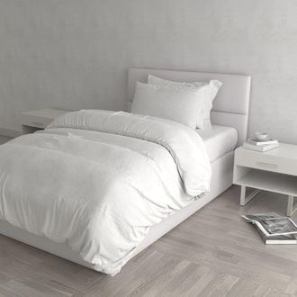 Italian Bed Linen Natural Color Doubleface Bettbezug, Weiss/Weiss, Einzelne