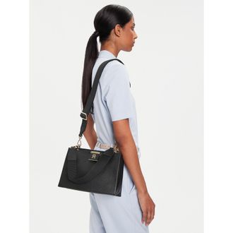 Tommy Hilfiger Handtasche Tommy Hilfiger Th Her Med Satchel AW0AW17722 Schwarz