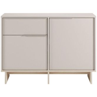 DRAWER Buffet 2 portes 1 tiroir en bois et m&eacute;tal L120cm - Beige - Harriet