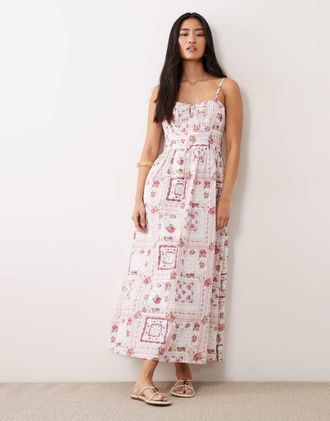 Miss Selfridge Robe corset longue - Imprim&eacute; mosa&iuml;que-Multicolore