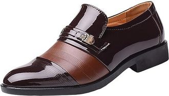 Generic Chaussures Cuir Homme Confortables, Derby Mens Shoes, Mode &eacute;t&eacute; et Automne en Cuir Bout Pointu Talon Bas sans Lacet Creux Respirant Bouche Peu Profonde