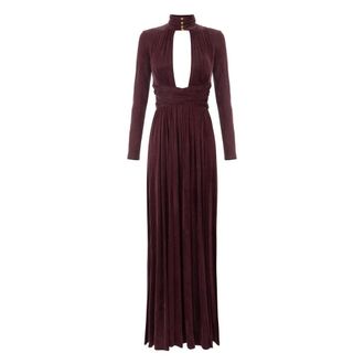 Elisabetta Franchi Red Carpet Kleid aus Cupro-Jersey mit Drapierungen - - Dresses - Damen - Braun - XS