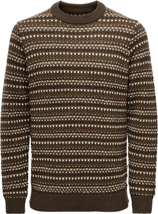 Only & Sons ONLY&SONS Herren Strickpullover Regular Fit Rundhals Langarm stilvoll bequem, Farben:Braun, Größe Pullover:XXL