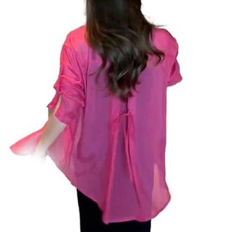 Generic Protection d&eacute;t&eacute; en mousseline de soie, manches longues pour femme, protection UV, protection solaire, couverture l&acirc;che, chemise d&eacute;contract&eacute;e tops, ros