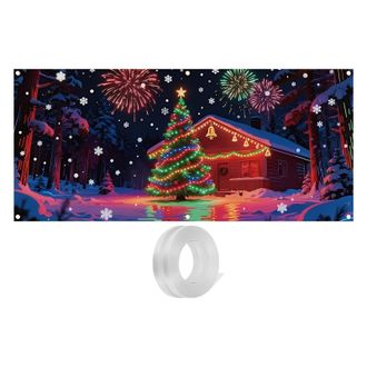 Generico Weihnachtsbanner f&uuml;r Garagentore, UV-Fluoreszierende Weihnachtsdekoration, festlicher Hintergrund f&uuml;r die Garage, Winterneuheit, saisonale Partyatmosp