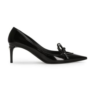 Dolce & Gabbana Femme, Chaussures, Noir, Taille: 39 EU Escarpins en cuir noir avec logo dor&eacute;