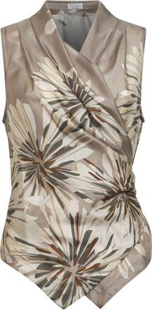 Brunello Cucinelli Femme, Tops, Multicolore, Taille: 44 FR Sleeveless Wrap Top