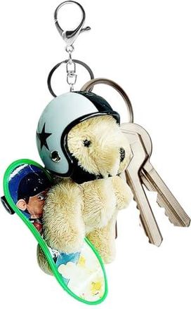 Generic Breloque ours pour sac à main | Porte-clés en forme dours en peluche avec casque, pendentif élégant, porte-clés animal pour femme, voyage, sac décole,