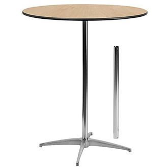 Flash Furniture Table de pub 36RD-2 colonnes Chaise, Bois de Bouleau, Acier, Chrome, Naturel, Set of 1