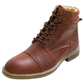 Jamron Herren Klassisch Echtleder Stiefeletten Rei&szlig;verschluss Chukka Stiefel mit Warmes Flanellfutter Braun EU39.5
