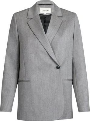 Saison 1865 Blazer col tailleur en laine m&eacute;lang&eacute;e