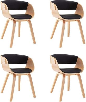 vidaXL Esszimmerst&uuml;hle 4 Stk. Schwarz Bugholz und Kunstleder vidaXL