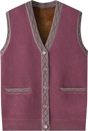 Generic Gilet Vintage pour Femmes Col en V Pull &Agrave; Simple Boutonnage Gilet sans Manches D&acirc;ge Moyen Manteau pnnrk 3XL