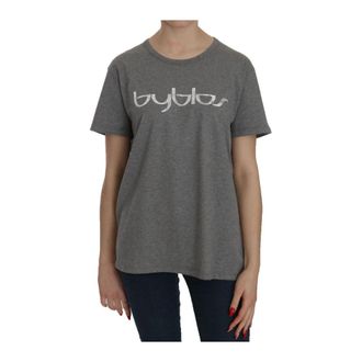 Byblos Kurz&auml;rmeliges Rundhals-T-Shirt - - Tops - Damen - Grau - XL
