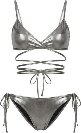 The Attico Femme, Maillots de bain, Gris, Taille: 38 FR Coated Bikini Set