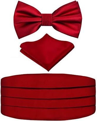 Alizeal Ensemble noeud papillon réglable pré-noué pour homme, rouge vin, taille unique