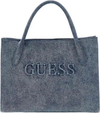 Guess Femme, Sacs, Bleu, Taille: ONE Size Sac &agrave; main avec fermeture &eacute;clair et poches multiples