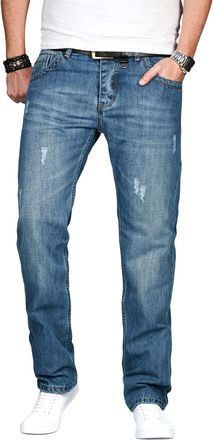 Alessandro Salvarini Herren Jeans Comfort Fit gerades Bein Komfort-Jeans Denim Jeanshose [AS-213-Hellblau-W40-L36]
