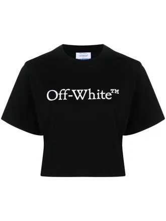 Off-white t-shirt crop Bookish à logo imprimé - Noir