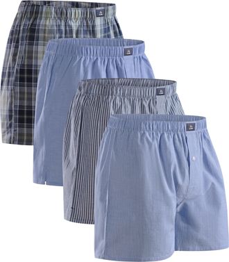 Danish Endurance American Boxershorts (4er|6er Pack), 100% Bio-Baumwolle, für Herren & Jungen, Blau/Streifen Mix 4er Pack, XXXL