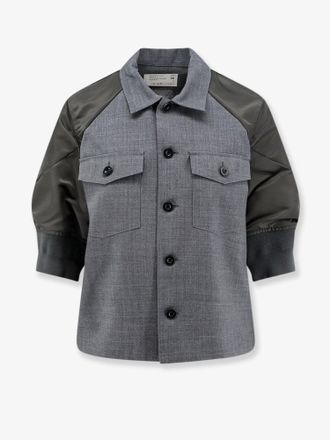sacai Wool shirt with nylon sleeves - SACAI - gender_Woman