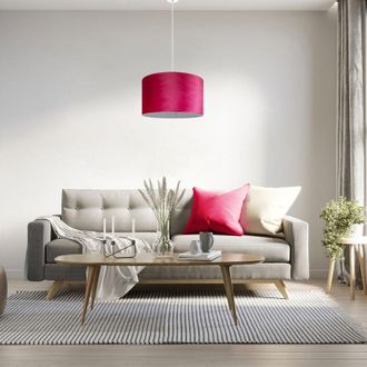Paco Home Paco Home - Suspension Lampadaire Tr&eacute;pied Salon Abat-Jour Velours Monochrome E27 Lampe &agrave; suspension - Blanc, Rouge Blanc (&Oslash;45.5 cm)